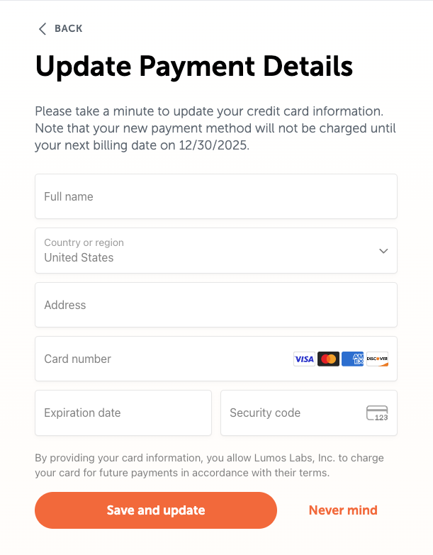 How do I update my credit card information? – Lumosity Help Center